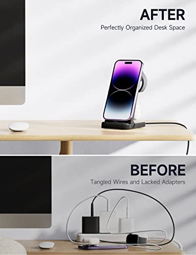 3 in 1 Charging Station, Foldable Charger Stand for Multiple Devices, iPhone Charging Station with 18W Wall Adapter, Fast Charge Portable Travel Charger Compatible with iPhone, iWatch, AirPods