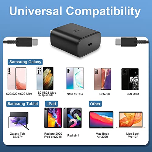 Samsung 45W Super Fast Charger,USB C Super Fast Charging for Samsung Galaxy S23 Ultra/S23/S23+/S22/S22+/S22 Ultra/S21/S21 Ultra/S20+/Note 20/Note 10/Galaxy Tab S7/S7+/S8/S8 Ultra with 6FT Type C Cable
