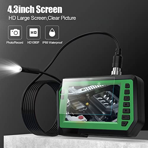 Dual Lens Endoscopy Camera, Resolution Up to 1080P, 4.3 Inch LCD Screen, IP68 Waterproof Level, 500cm Viewing Distance, with LED Light Snake Camera