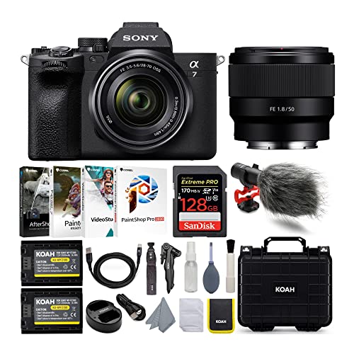 Sony Alpha 7 IV Full Frame Mirrorless Camera with 28-70mm and FE 50mm f/1.8 Lens Kit Bundle (9 Items)