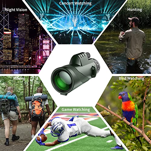 80x100 Monocular-Telescope High Powered Monocular for Adults Monocular for Smartphone Adapter Monocular Telescope Hunting Wildlife Bird Watching Travel Camping Hiking