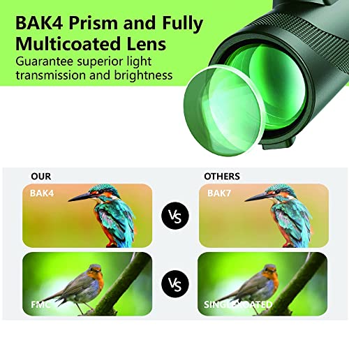 80x100 Monocular-Telescope High Powered Monocular for Adults Monocular for Smartphone Adapter Monocular Telescope Hunting Wildlife Bird Watching Travel Camping Hiking