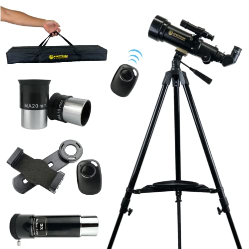 AstroLite 70AZ Refractor Telescope Travel Bag Bundle β 20x-120x Magnification - 70mm Aperture 400mm Focal Length Telescope β Bonus Smartphone Adapter - Manual Alt-AZ Telescope for Beginners