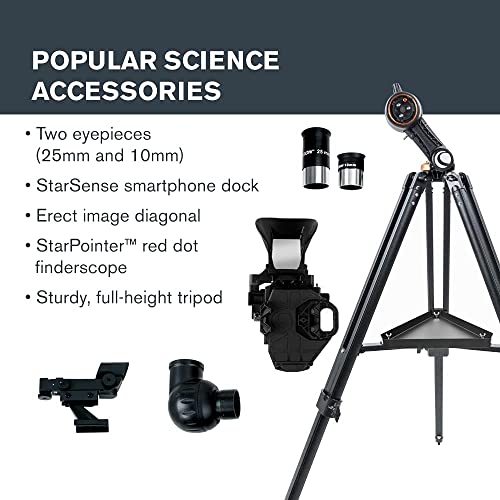 Popular Science StarSense Explorer DX 100AZ Smartphone App-Enabled Telescope – Works with StarSense App to Help You Find Stars, Planets & More – iPhone/Android Compatible