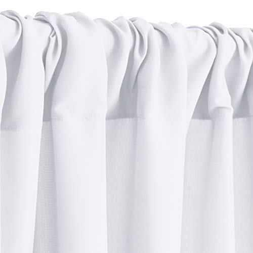 Hiasan White Backdrop Curtains for Parties, Polyester Photography Backdrop Drapes for Family Gatherings, Wedding Decorations, 5ftx8ft, Set of 2 Panels