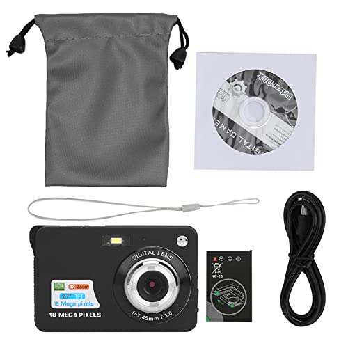 Nofaner Digital Camera, 8X Zoom Card Digital Camera 5 MP 2.7in LCD Display Maximum Support 32GB Memory Card Builtin Microphone Mini Digital Camera(Black)