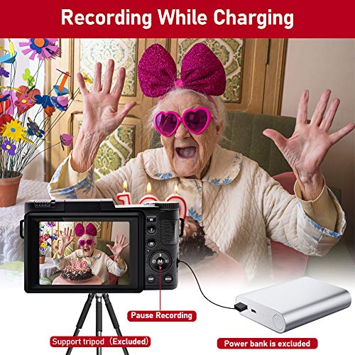 Digital Camera Vlogging Camera Full HD 2.7K 30MP Vlog Camera for YouTube Compact Digital Cameras with 32G Memory Card and 2 Batteries(Fixed Focus)