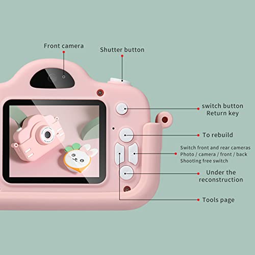 Yrmaups Children's Camera Mini Children's Gift Camera, Front and Rear Dual 2000W HD Camera