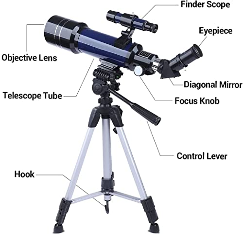 Telescope, Telescope for Kids Beginners Adults, 400mm AZ Mount 16X-200X Telescope, 70mm HD Refractor Astronomical Telescope with Adjustable Tripod, Backpack, Phone Adapter…