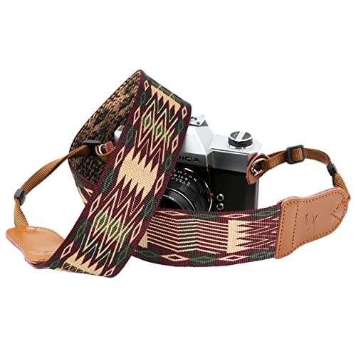 Padwa Lifestyle Vintage Camera Strap - 2" Wide Woven Embroidered Floral Pattern Shoulder Neck Camera Straps for Photographers，Great Gift for Men & Women Photographers