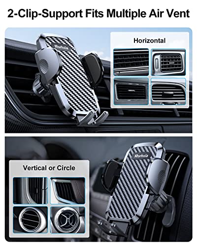 Rorhxia Car Vent Phone Mount, [Wing Support, Doesn't Slip&Drop, Enjoy Safe Driving] Cell Phone Holder for Car Compatible with iPhone 14, 13, 12 Pro Max, Samsung Galaxy S23 S22, and All Phones