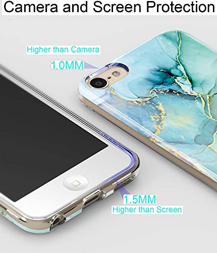 luolnh iPod Touch 7 Case,iPod Touch 6 Case,iPod Touch 5 Case,Gold Glitter Sparkle Marble Design Shockproof Soft Silicone TPU Bumper Cover Skin Case for iPod Touch 5th / 6th / 7th Gen(Abstract Mint)