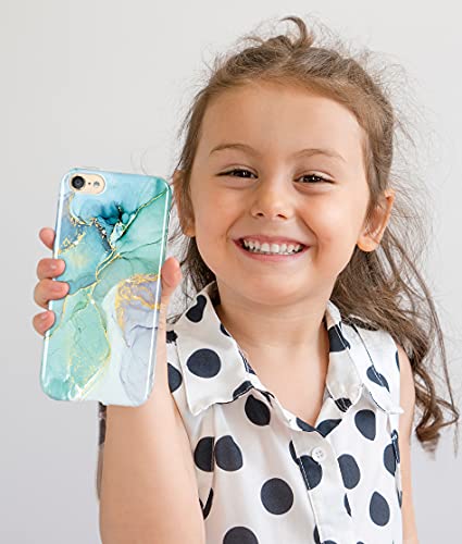 luolnh iPod Touch 7 Case,iPod Touch 6 Case,iPod Touch 5 Case,Gold Glitter Sparkle Marble Design Shockproof Soft Silicone TPU Bumper Cover Skin Case for iPod Touch 5th / 6th / 7th Gen(Abstract Mint)