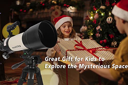 80mm Refractor Telescope for Adults Astronomy - Professional Astronomical Telescope for Beginners Viewing Planets- Portable and Powerful Telescopes with Adjustable Tripod, Phone Adapter, Easy to Use