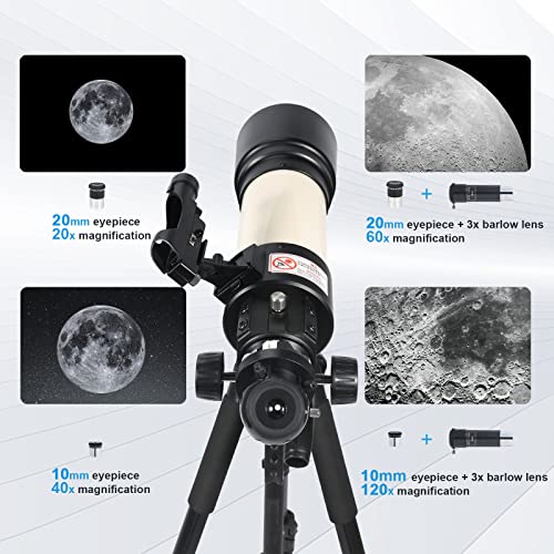 80mm Refractor Telescope for Adults Astronomy - Professional Astronomical Telescope for Beginners Viewing Planets- Portable and Powerful Telescopes with Adjustable Tripod, Phone Adapter, Easy to Use