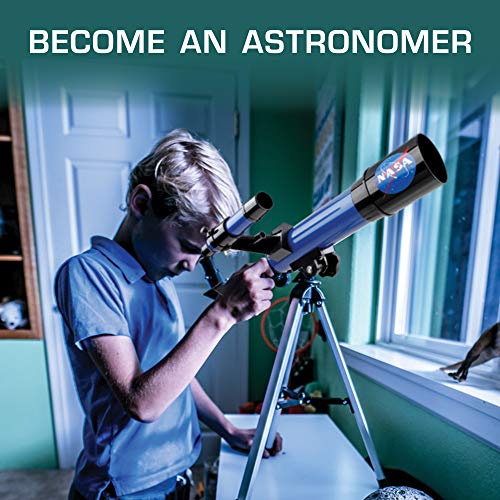 NASA Lunar Telescope for Kids – Capable of 90x Magnification, Includes Two Eyepieces, Tabletop Tripod, Finder Scope, and Full-Color Learning Guide, The Perfect STEM Gift for a Young Astronomer