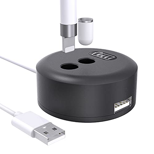 TiMOVO Charging Stand Compatible with iPencil 1st Generation, iPad Pencil Charger with Display Screen, iPad Pen Charging Adapter with 1.2A USB Port, Black