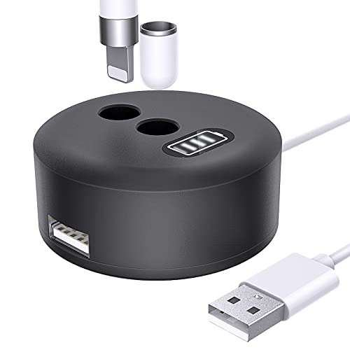 TiMOVO Charging Stand Compatible with iPencil 1st Generation, iPad Pencil Charger with Display Screen, iPad Pen Charging Adapter with 1.2A USB Port, Black