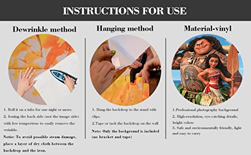 Moana Maui Backdrop Girl Birthday Party Background Cake Table Dress-up Banner Supplies Photobooth Props (7X5FT)