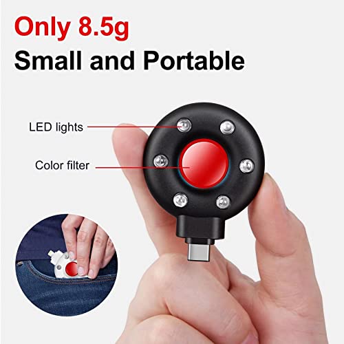 Hidden Devices Detector Hidden Camera Detectors Anti Spy Detector Camera Finder Spy LED Hidden Device Detector with Infrared Viewfinders Pocket Sized USB-C & Lightning Charging (Lightning Black)