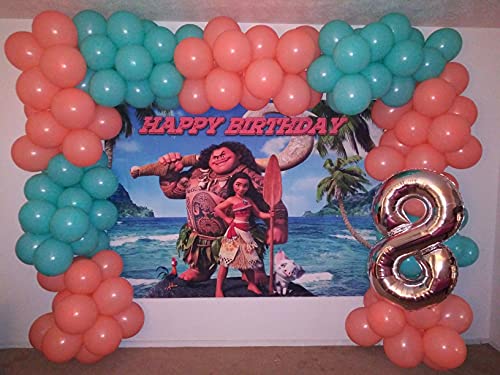 Moana Maui Backdrop Girl Birthday Party Background Cake Table Dress-up Banner Supplies Photobooth Props (7X5FT)