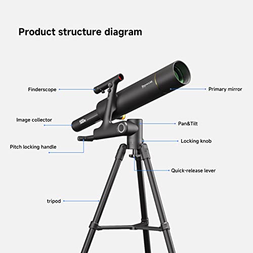 BeaverLAB TW1 Pro Telescope Smart Digital Refracting Astronomy Telescopes, Portable and Lightweight, Long Focal Length, HD Video, 4K Resolution, WiFi Connected, with APP, 400-1600x Magnification