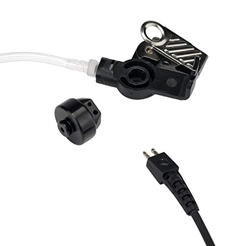 KS K-STORM Covert Acoustic Tube Walkie Talkie Earpiece Headset with Mic Compatible with 2 Pin Kenwood Two Way Radio, PU Material, Black