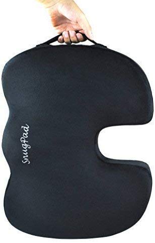 SnugPad Upgraded Memory Foam Seat Cushion, for Sciatica, Back, Hip, and Tailbone Pain Relief, Firm Comfortable, Support for Office Chair, Wheelchair,Car. Nonslip Orthopedic Memory Foam Coccyx Cushion
