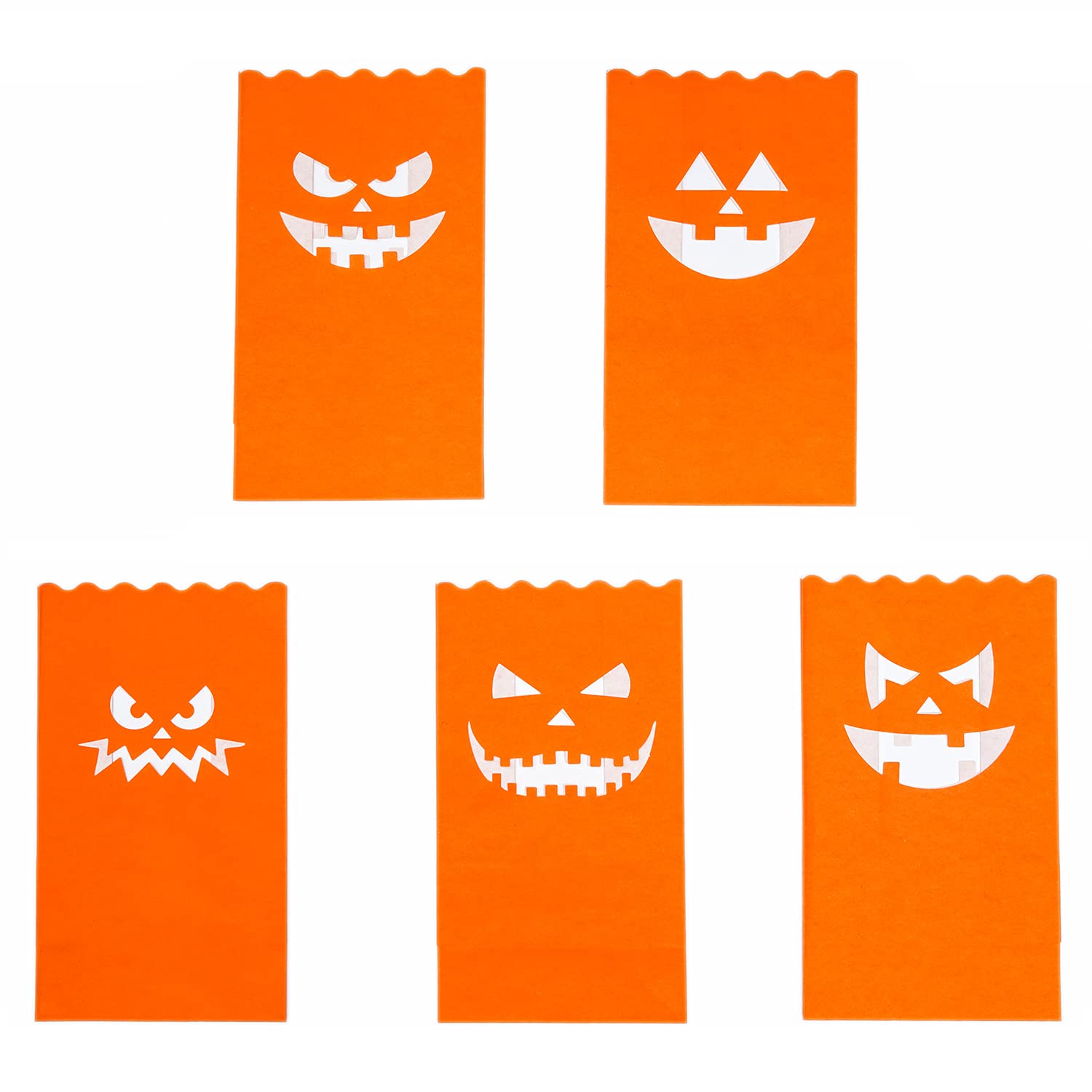 Stmarry 50 Pieces Halloween Luminary Bags, Flame Resistant Candle Bags, Jack-o'-Lantern Tea Light Candle Holders for Halloween Party Decorations