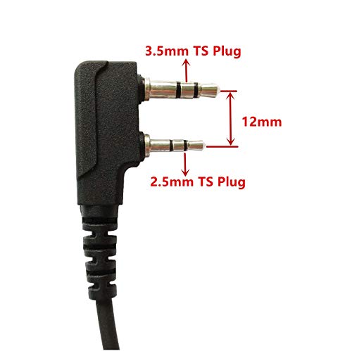 KS K-STORM Covert Acoustic Tube Walkie Talkie Earpiece Headset with Mic Compatible with 2 Pin Kenwood Two Way Radio, PU Material, Black