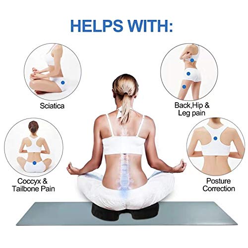 SnugPad Upgraded Memory Foam Seat Cushion, for Sciatica, Back, Hip, and Tailbone Pain Relief, Firm Comfortable, Support for Office Chair, Wheelchair,Car. Nonslip Orthopedic Memory Foam Coccyx Cushion