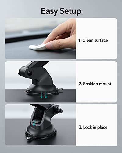 ESR Dashboard Car Phone Mount (HaloLock), Compatible with MagSafe Car Mount, Windshield Magnetic Car Phone Holder for iPhone 14/13/12 Series, Car Accessories, Charging Not Supported, Metallic Grey
