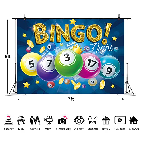 Imirell Bingo Night Backdrop 7Wx5H Feet Snooker Game Time Cards Contest for Bingo Winning Ball Party Photography Backgrounds Decorations Photo Shoot Decor Props