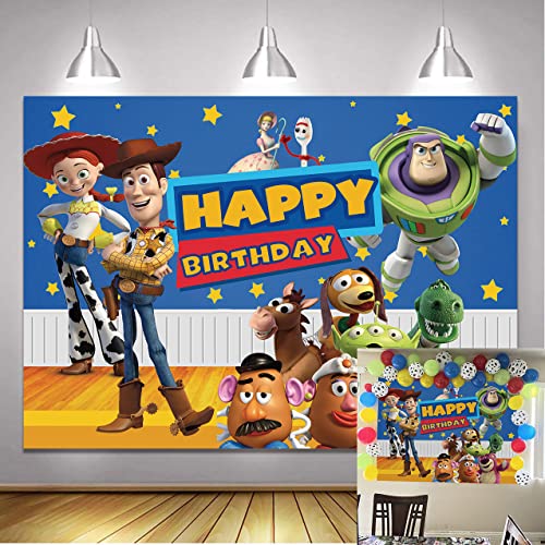 Cartoon Story Backdrop for Kids Birthday Party Cake Table Backdrop Cartoon Story Theme Party Decoration Backdrop Studio Booth Props Backdrop 5X3FT