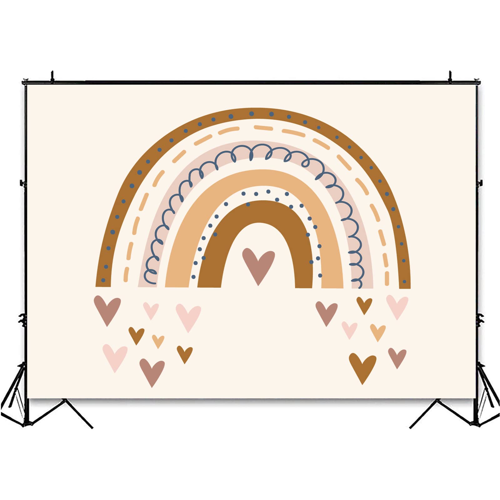 Batt Boho Rainbow Backdrop 1st Birthday for Kids Theme Baby Shower Neutral Gender Reveal Banner Background Photography Happy (5x3ft)