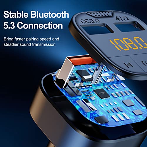 Bluetooth Adapter for Car,Bluetooth FM Transmitter for Car,MP3 Player QC3.0 Quick Charge for All Smartphones Audio Players,Supports TF/SD Card and USB