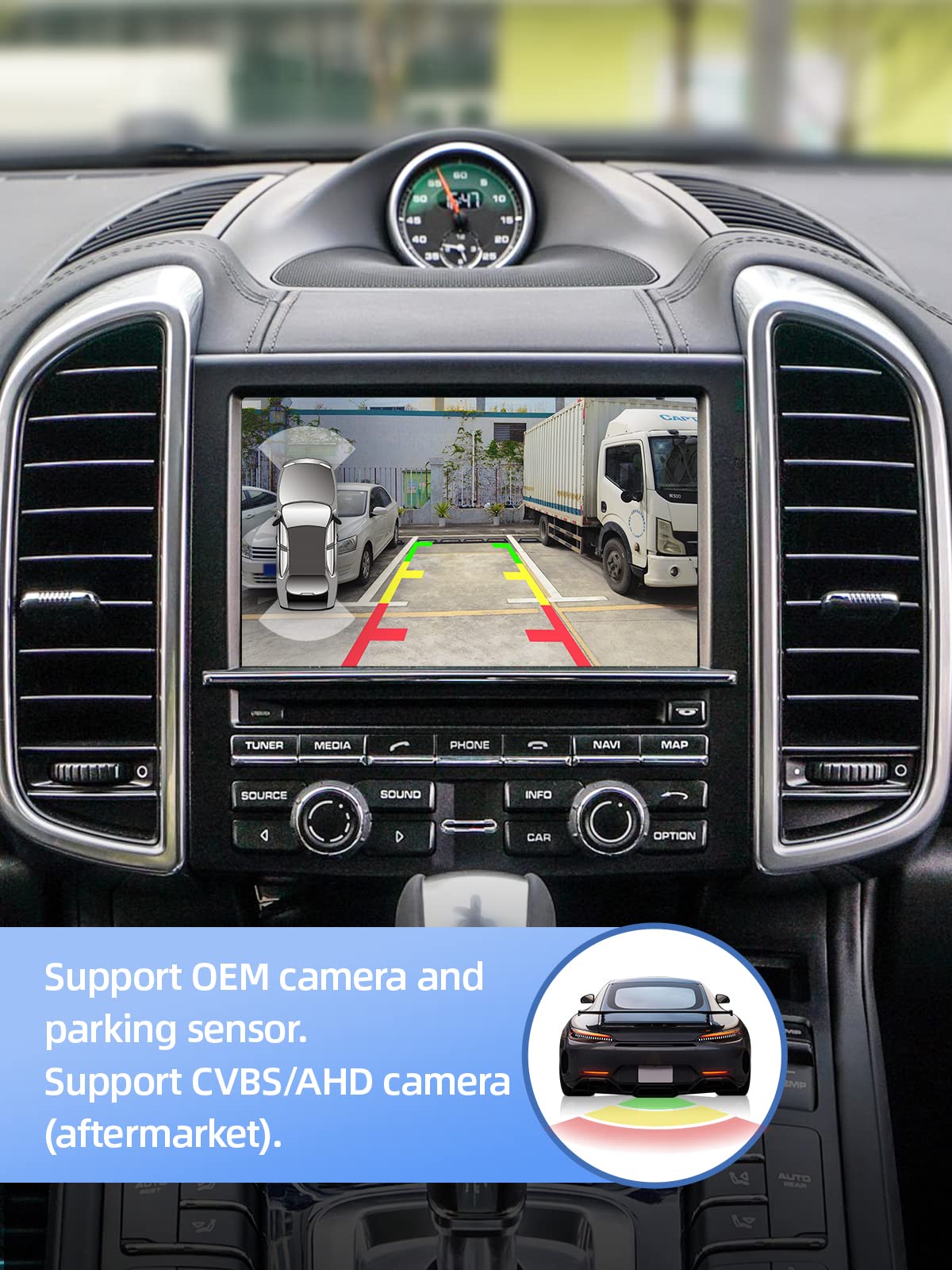 ISUDAR PCM 3.1 Wireless Carplay & Android Auto Module for Porsche Panamera Cayenne Macan Cayman Boxster 911 718 Support Reverse Camera Parking Sensor Mirror Link Steering Wheel Control