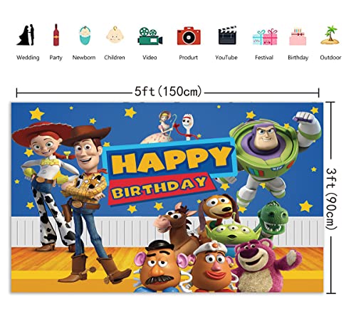 Cartoon Story Backdrop for Kids Birthday Party Cake Table Backdrop Cartoon Story Theme Party Decoration Backdrop Studio Booth Props Backdrop 5X3FT