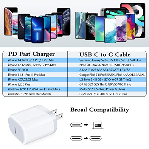 Pixel 7 Charger Fast Charging USB C Wall Charger for Google Pixel 7 Pro 6a 6 5 5a 5XL 4a,20W PD Type C Charging Block Box Brick Plug Cube for Samsung Galaxy S23 Ultra S22 S21 S20 S10 S9 Plus A54 A14