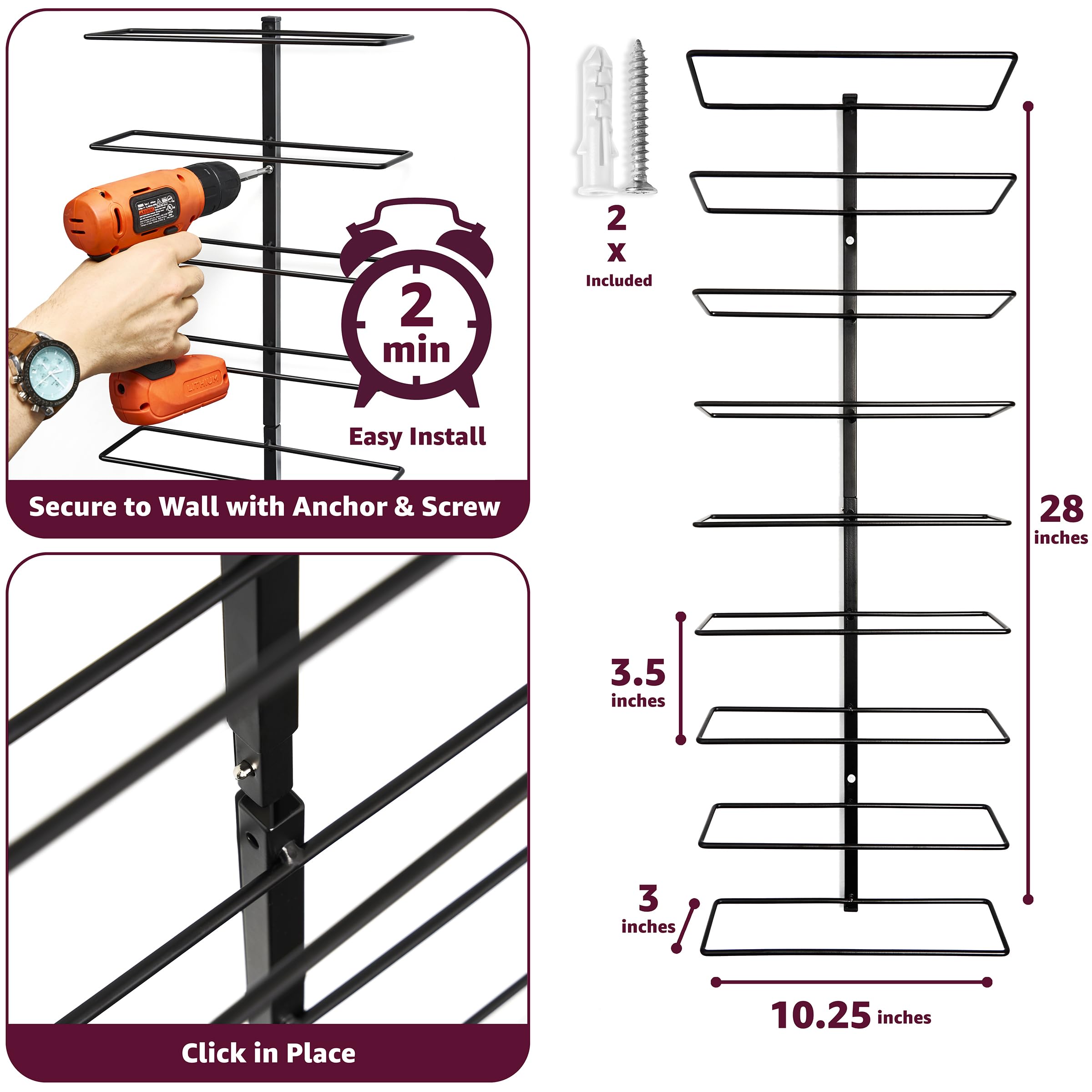 Sorbus® Wall Mount Wine Rack (Holds 9 Bottles)