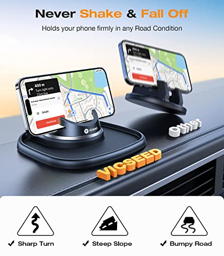 VICSEED 2023 Upgraded Dashboard Phone Holder Car [No.1 Stable, Never Slip& Fall] Reusable Silicone Phone Mount for Car Dash Anti-Slip Pad Mat Car Phone Holder Mount Fit iPhone 14 Pro Max All Phones