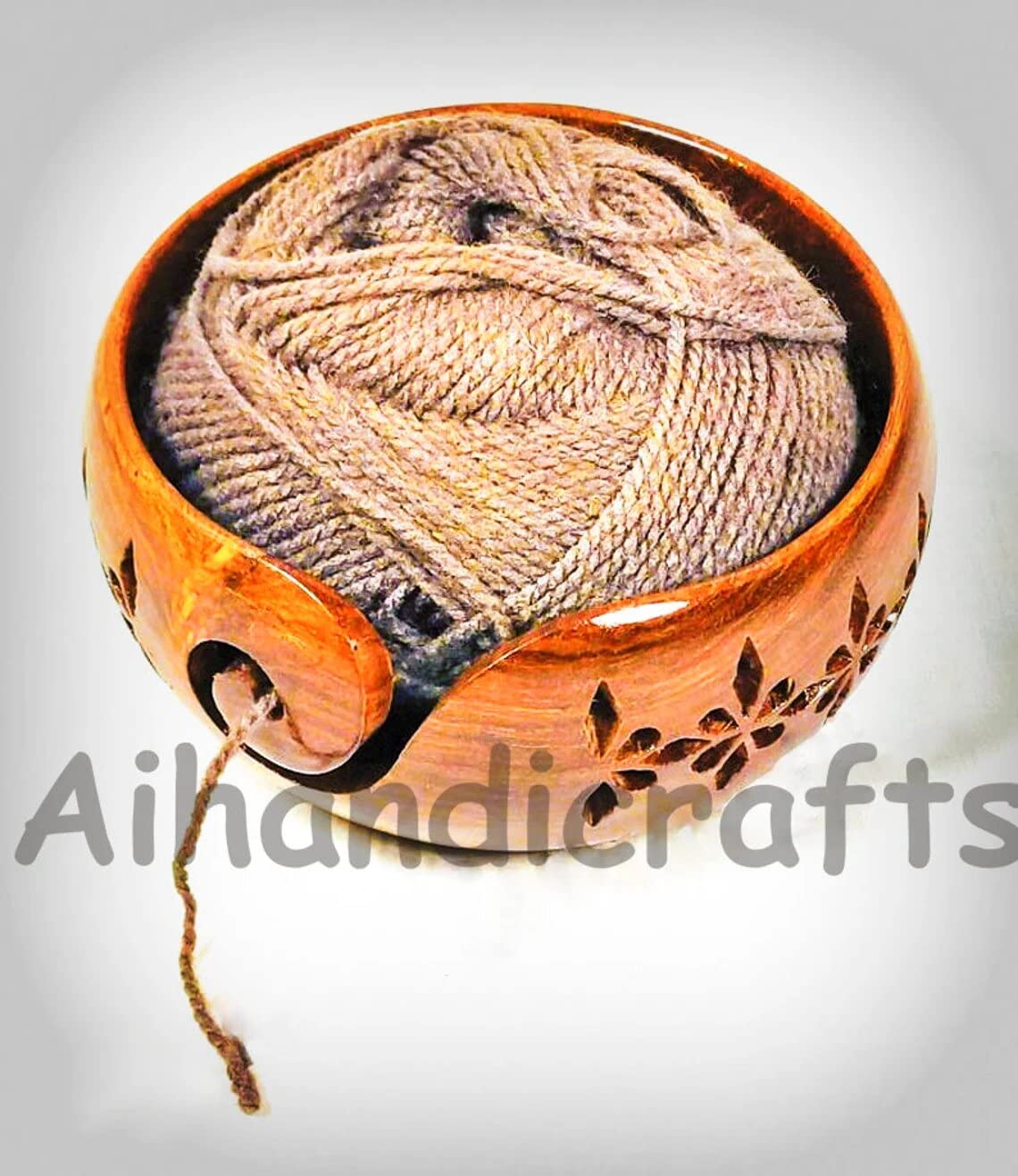 Handmade Wooden Yarn Bowl, Personalized Yarn Bowl, Knitting Crochet Thread Storage Box, Yarn Ball Bowl, Gift for Mother, Birthday Present