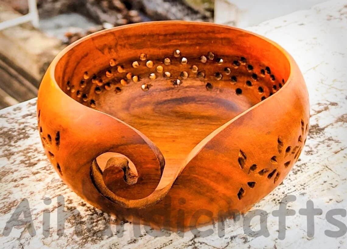 Handmade Wooden Yarn Bowl, Personalized Yarn Bowl, Knitting Crochet Thread Storage Box, Yarn Ball Bowl, Gift for Mother, Birthday Present