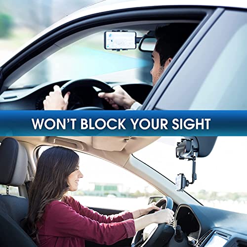 2022 New Version-Car Phone Holder Mount, Rearview Mirror Phone Holder for Car, 360°Rotatable and Retractable Car Phone Holder, Multifunctional Phone Mount for Car, for All Mobile Phones