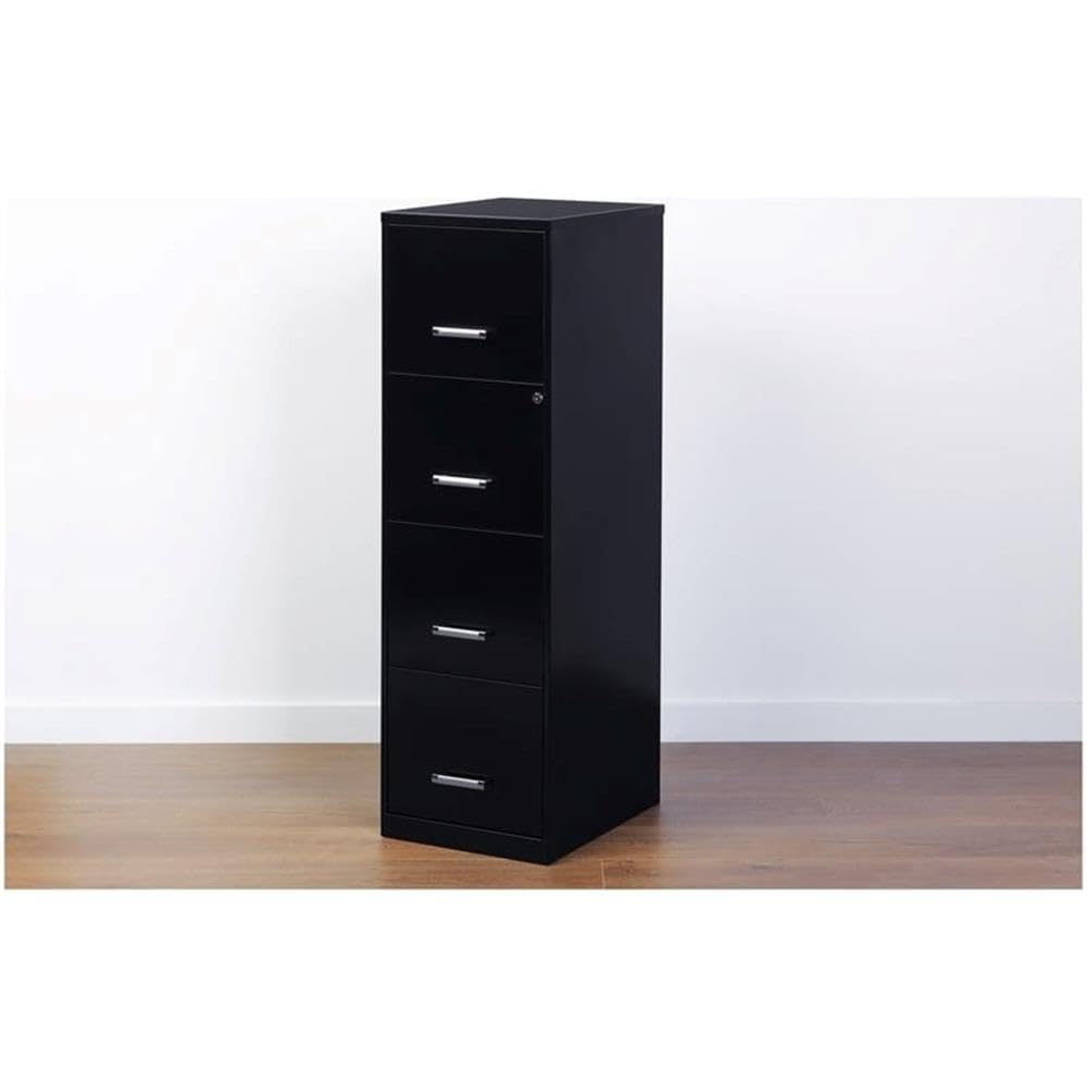 Scranton & Co 18" 4 Drawer Metal Letter File Cabinet in Black