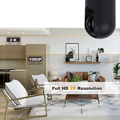 Konnek Stein Indoor Security Camera Wireless, 2K Smart Home IP Camera 2.4G/5G Dual-Band WiFi Connection, Two-Way Audio, AI Human Motion Detection, Night Vision, App Remote Control - Black