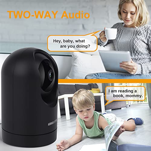 Konnek Stein Indoor Security Camera Wireless, 2K Smart Home IP Camera 2.4G/5G Dual-Band WiFi Connection, Two-Way Audio, AI Human Motion Detection, Night Vision, App Remote Control - Black