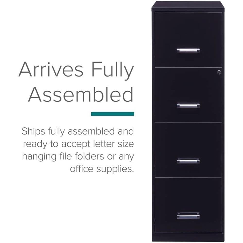 Scranton & Co 18" 4 Drawer Metal Letter File Cabinet in Black