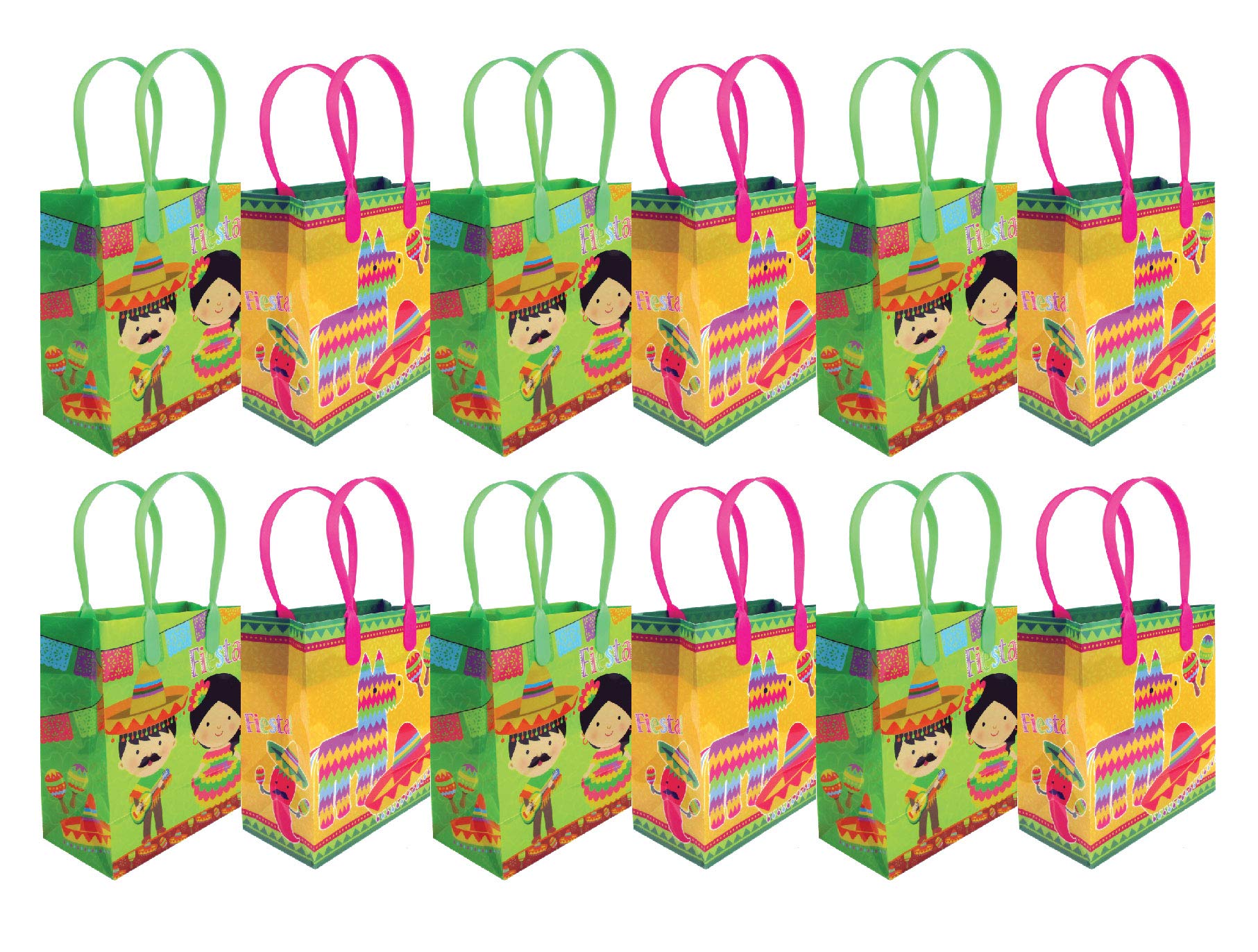 TINYMILLS Fiesta Themed Party Favor Bags Treat Bags, 12 Pack