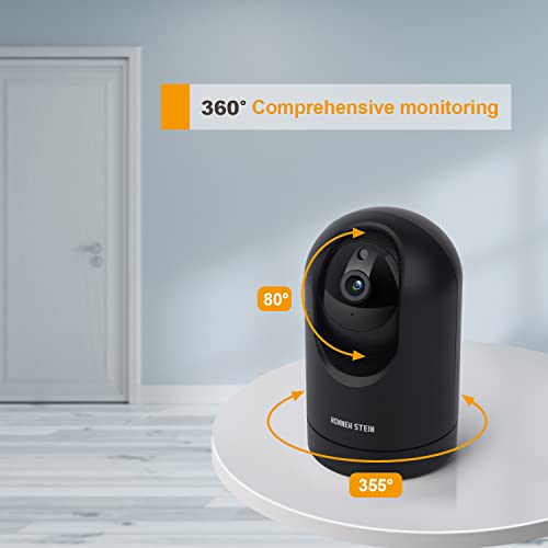 Konnek Stein Indoor Security Camera Wireless, 2K Smart Home IP Camera 2.4G/5G Dual-Band WiFi Connection, Two-Way Audio, AI Human Motion Detection, Night Vision, App Remote Control - Black